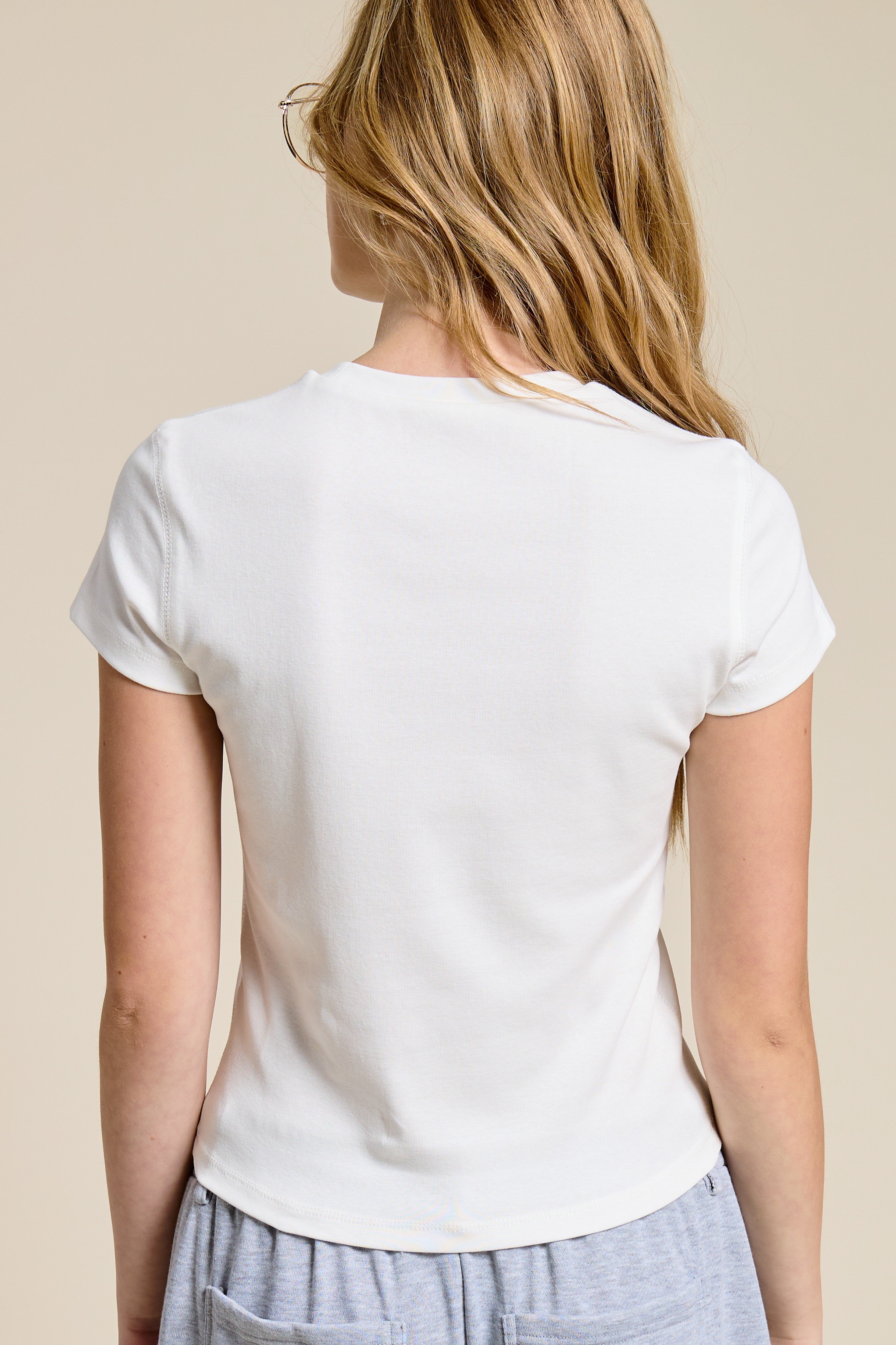 Ivory Crew Neck Baby Tee – Purpose Boutique